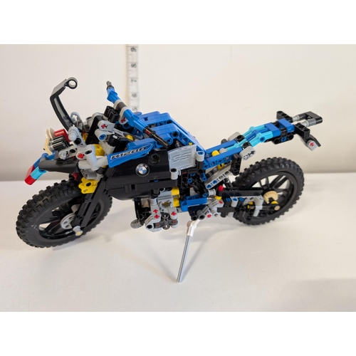 A pre-built Lego Technics BMW R1200 motorbike model 42063. Looks to be ...