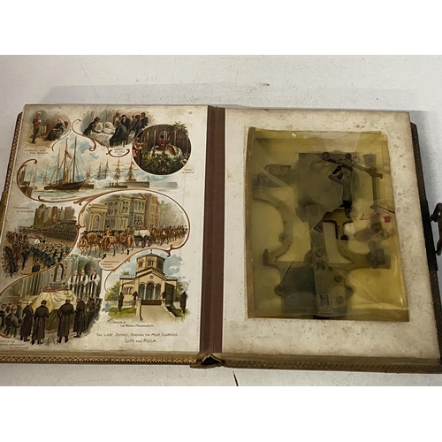 A Victorian musical photo album with brass mounts (no photos) with ...