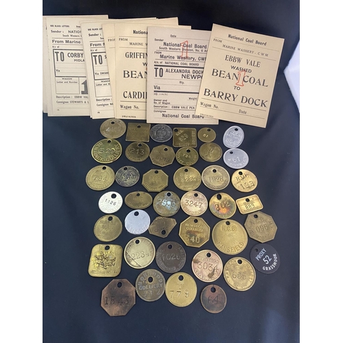 A selection of assorted colliery mining pit checks with a selection of ...