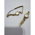 Two ladies' Vintage Watches with 9ct Gold Movement Casings Straps are ...