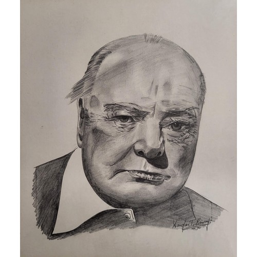 Winston Churchill Pencil Drawing by Douglas T Ramsay Measures 54.5cm ...