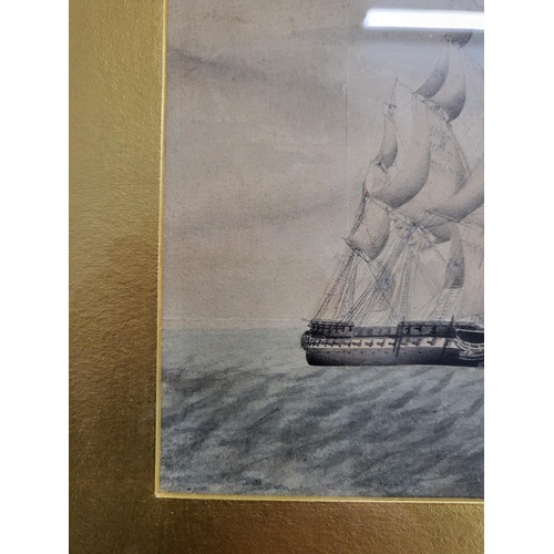 HMS Leda Watercolour With Info to Reverse Painted by a William Stewart ...