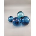 Four Vintage Blue Glass Floats all in Nice Condition