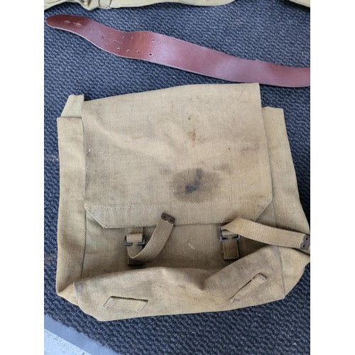 Collection of WW11 Issued Uniform Accessories Includes Bed, Bag, Webley ...