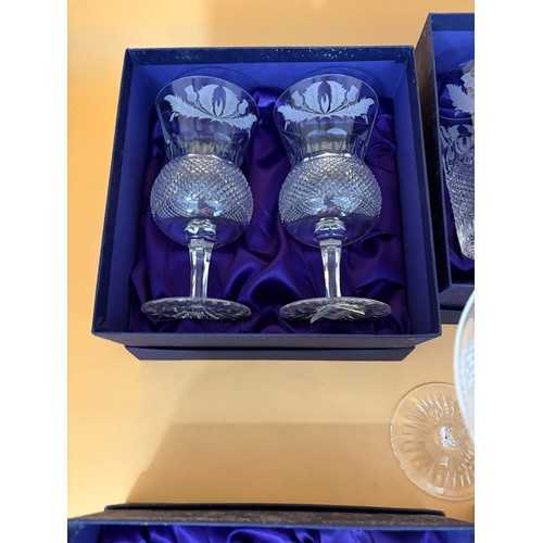 Four Edinburgh Crystal Thistle Pattern Glasses