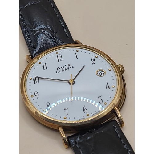 9ct Gold Avia Date Quartz Watch in Working Order New Battery Just Added ...