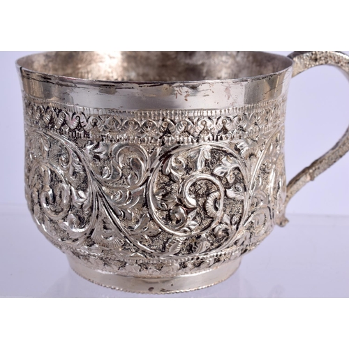 SIX INDIAN SILVER BOWLS TOGETHER WITH A CUP. Bowls 10.4cm x 4cm, total ...