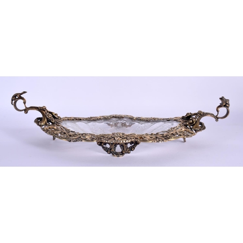 A FINE AND RARE ANTIQUE SILVER GILT AND STOURBRIDGE CRYSTAL GLASS TWIN ...