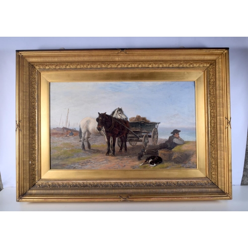 Harold garland(1834-1913) Framed oil on canvas "Waiting for the boat ...