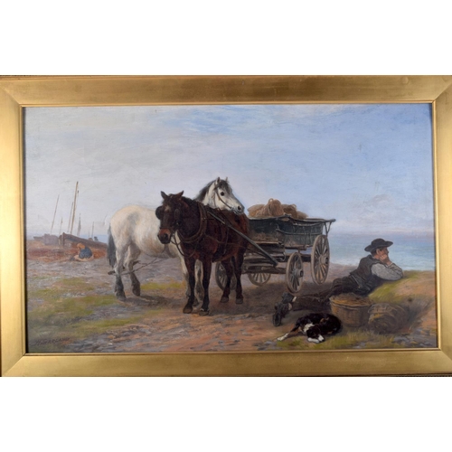 Harold garland(1834-1913) Framed oil on canvas "Waiting for the boat ...