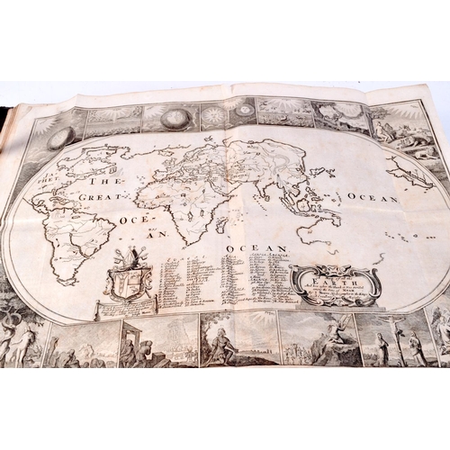 A bronze mounted leather bound family Bible printed 1708 42 x 77 cm