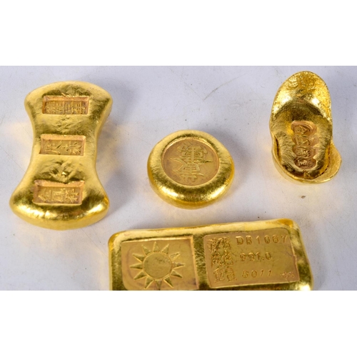 A collection of Chinese yellow metal ingots largest 7 cm (4)