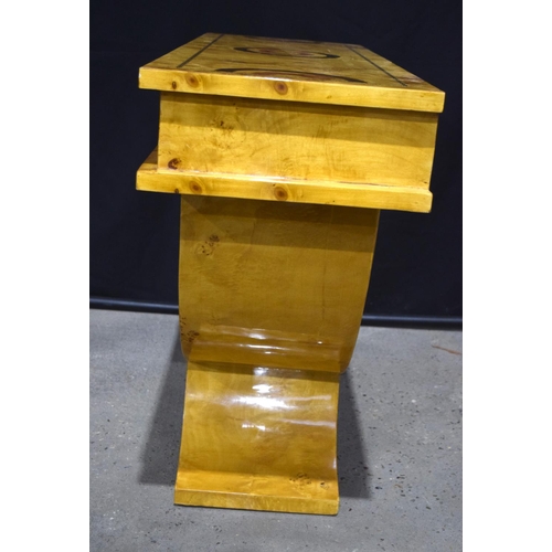 An Art Deco style wooden inlaid consul table 80.5 x 120cm