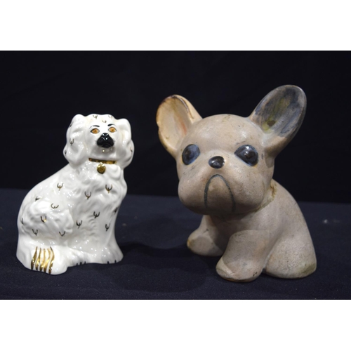 A small Beswick Dog together with 2 Staffordshire dogs and a Denby dog ...