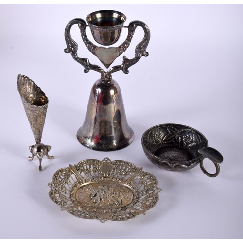 FOUR ANTIQUE SILVER ITEMS. 260 grams. Largest 14.5 cm high. (4)