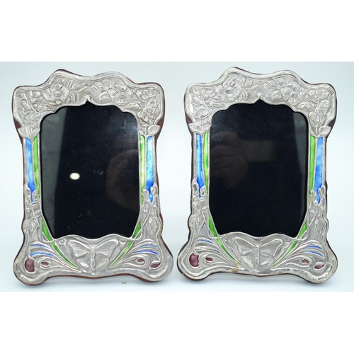 A Pair of Silver and Enamel Photo Frames in the Art Nouveau Style ...