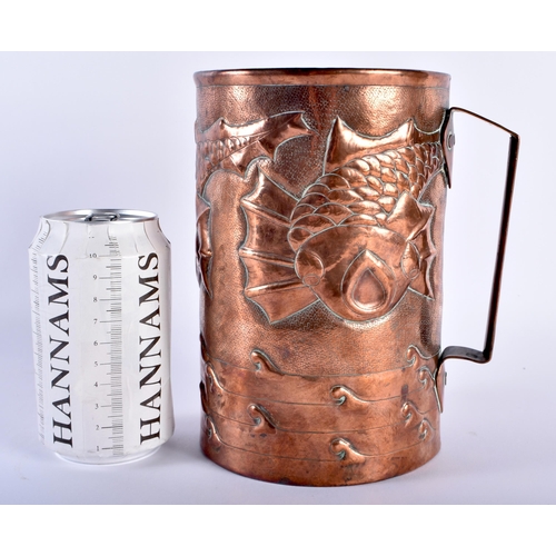 AN UNUSUALLY LARGE ARTS AND CRAFTS COPPER BEER TANKARD possibly by ...