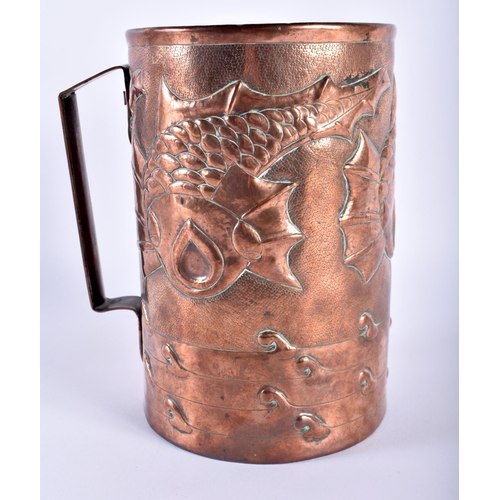 AN UNUSUALLY LARGE ARTS AND CRAFTS COPPER BEER TANKARD possibly by ...
