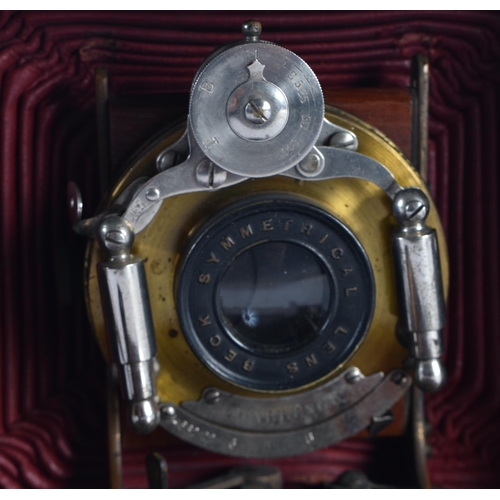 J.Lizars Model C Challenge ANTIQUE CAMERA w/ Red Bellows. 14 cm x 12 cm.
