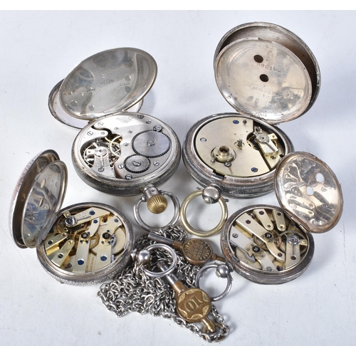 Four Silver Pocket Watches. Marks include Birmingham 1949 and 925 ...