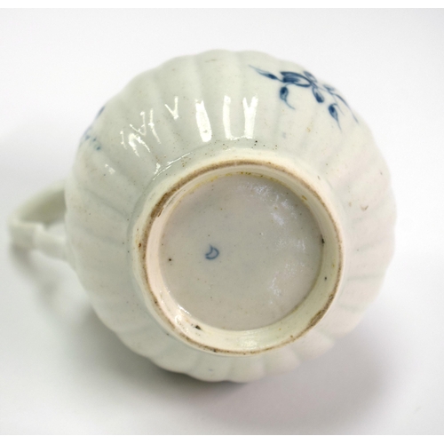 18th century Worcester fluted jug painted with the Gilliflower pattern ...