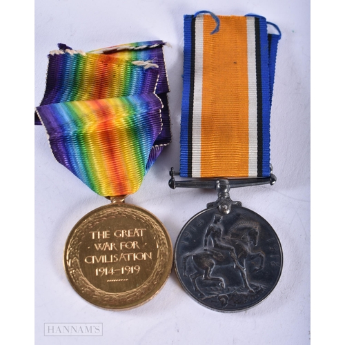 World War 1 Medal Pair awarded to 144354 PTE 2 E HENDERSON RAF (2)