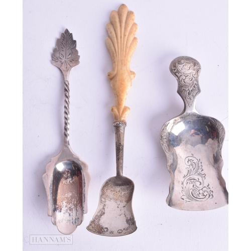 THREE ANTIQUE SILVER SPOONS. 38 grams. Largest 14.5 cm long. (3)