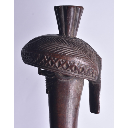A RARE 19TH CENTURY AFRICAN TRIBAL CARVED WOOD STAFF with unusual ...