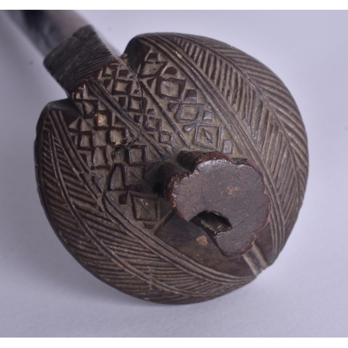 A RARE 19TH CENTURY AFRICAN TRIBAL CARVED WOOD STAFF with unusual ...