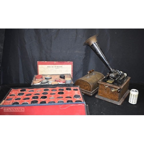 An antique Thomas Edison Phonograph together with a collection of ...