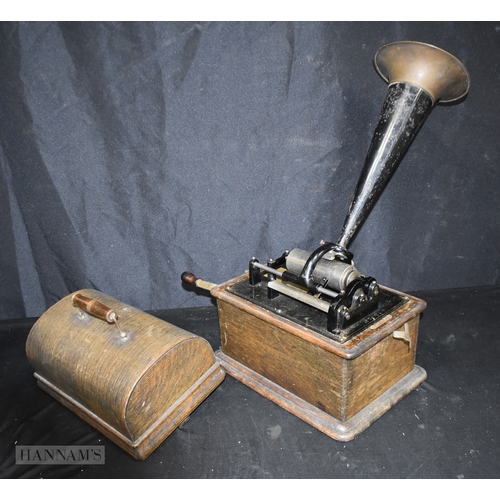 An antique Thomas Edison Phonograph together with a collection of ...
