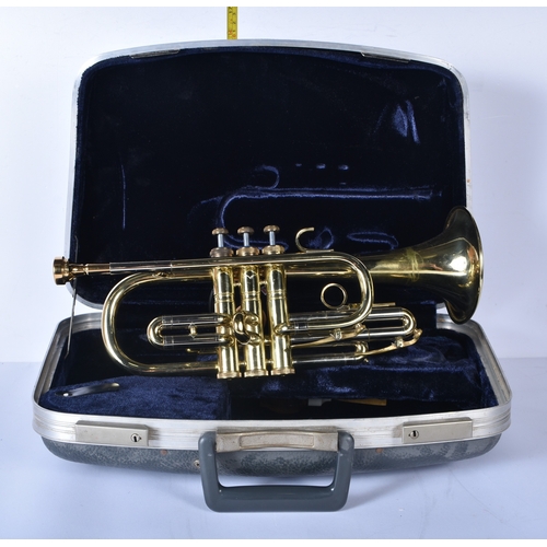 A cased York Trumpet 41cm