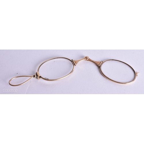 A Pair of 9 Carat Gold Framed Lorgnettes. 12.2cm x 2.7cm (extended ...