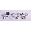 Ten Sterling Silver Rings inc. CZ, Solitaire, Day & Night. Sizes L-V ...