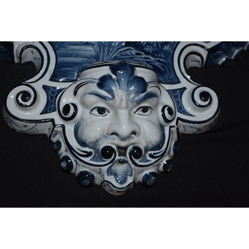 A pair of large antique Dutch Delft porcelain wall sconces 46 x 35cm (2)