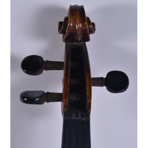 TWO VIOLINS. 57 cm long. (2)