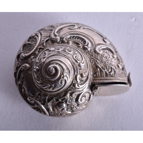 Silver Snuff Box Shaped as a Conch Shell Stamped 925. 4.3cm x 3.5cm x 2 ...