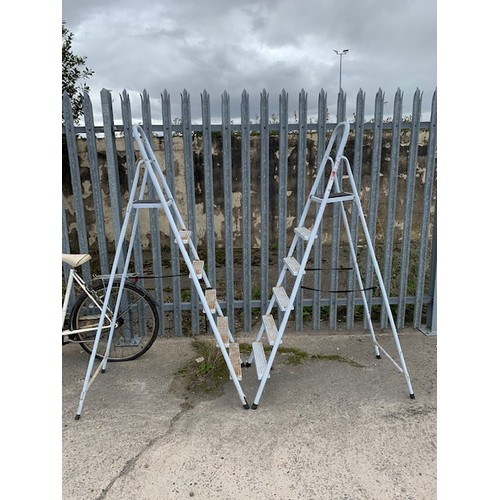 Pair 6 rung metal step ladder