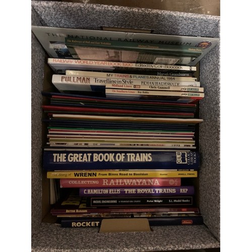 Box of train books and journals