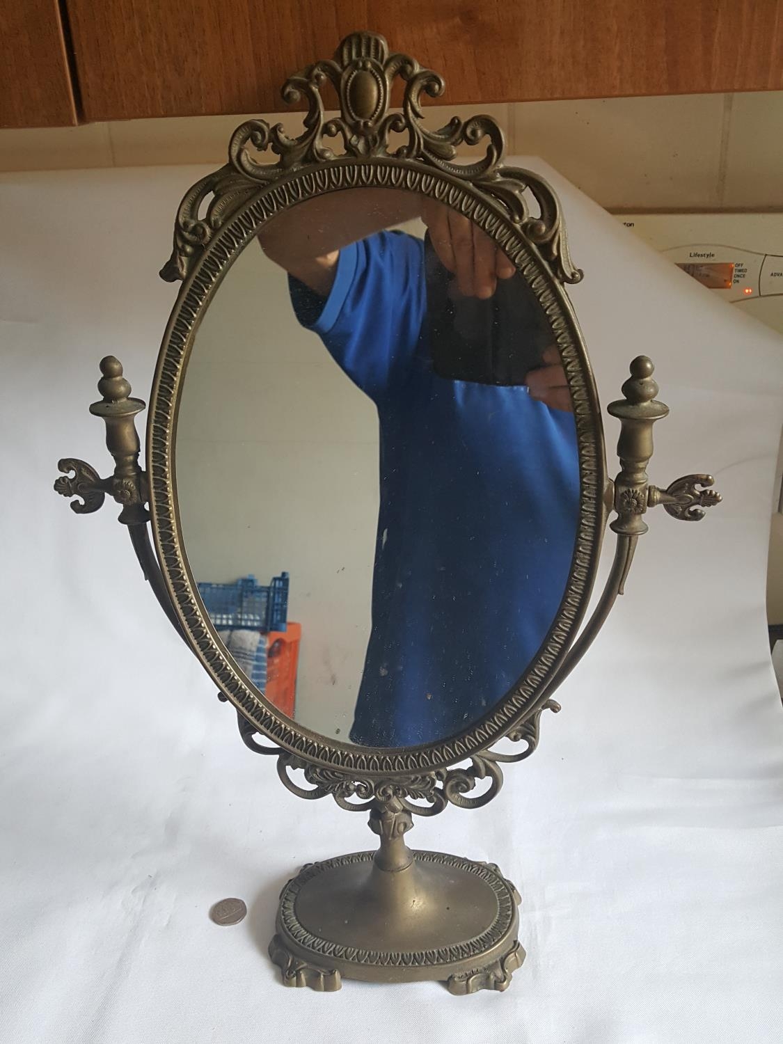 vintage brass dressing table mirror