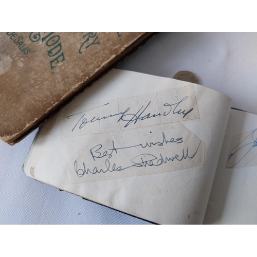 A Victorian cook book c1888 & a 1940s autograph book inc Jimmy Jewel ...
