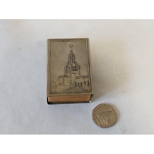 white metal matchbox cover