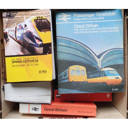 Railway. Paper Railwayana. A box of 14 British Rail Timetables with a ...