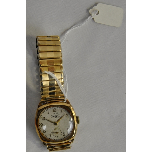 ROTARY 9ct GOLD WATCH ON MONTAL EXPANDING STRAP