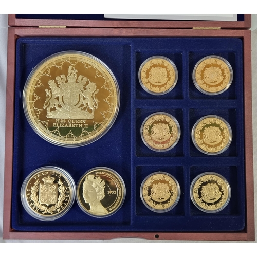 9 GOLD PLATED COMMEMORATIVE COINS: 6 FROM THE ROYAL COUPLES COLLECTION ...