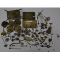 BOX OF BRASS CLOCK PARTS