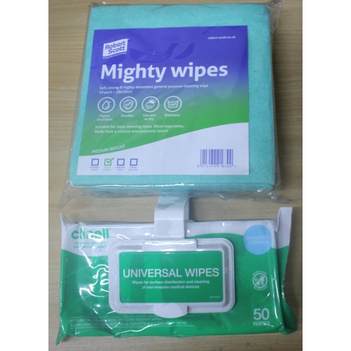 2 BOXES OF CHICOPEE MICROFIBRE MOP LIGHT, 9 PACKS OF 50 CLINELL ...