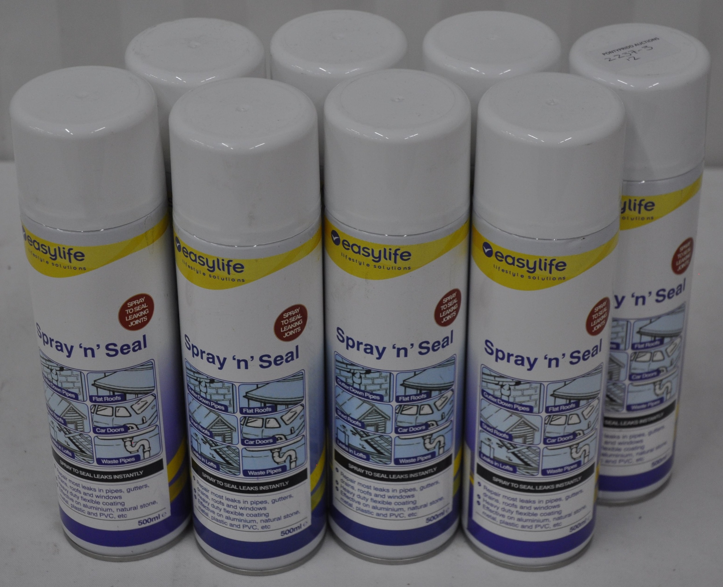 8 EASYLIFE SPRAY 'N' SEAL CANS 500ML