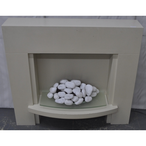 ELECTRIC FIRE IN SURROUND WITH PEBBLES - WORKING BUT BULB NOT LIGHTING UP