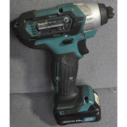 MAKITA DF331D 10.8v CORDLESS DRILL, MAKITA TD110D 10.8v CORDLESS IMPACT ...